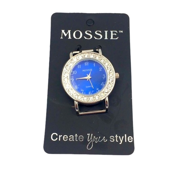 Mossie | Accessories | Mossie Round Blue W Faux Diamonds Face Watch ...